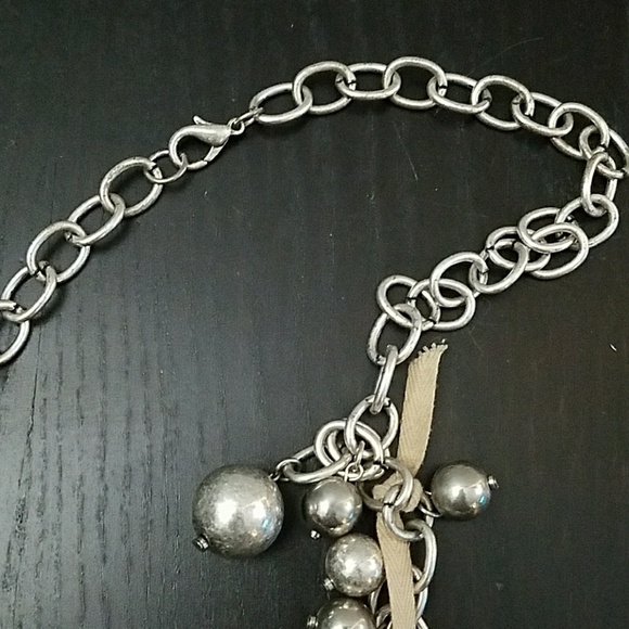 LOFT | Jewelry | Silver Chain Necklace With Ribbon Accents | Poshmark